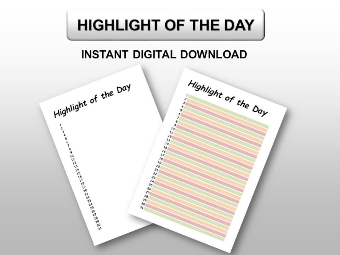 Highlight of the Day - PRINTABLE Journal Page - Memory Tracker - Daily ...