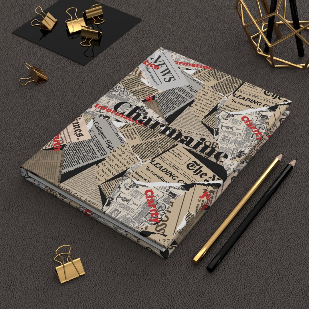 Vintage-inspired Newspaper Print Custom Hardcover Journal, Personalized ...