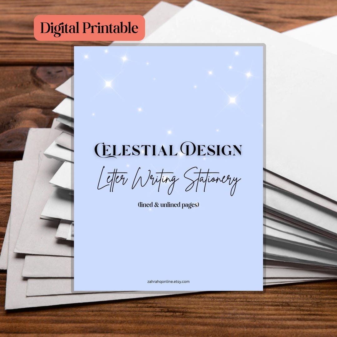 Celestial Printable Letter Writing Paper: Digital Download Stationery ...