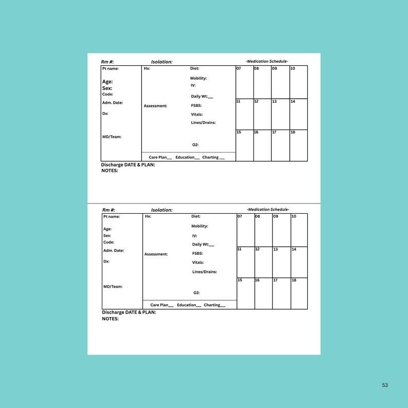 Nurse Report Sheet Printable: Med Surg Two-patient SBAR Handoff Tool ...