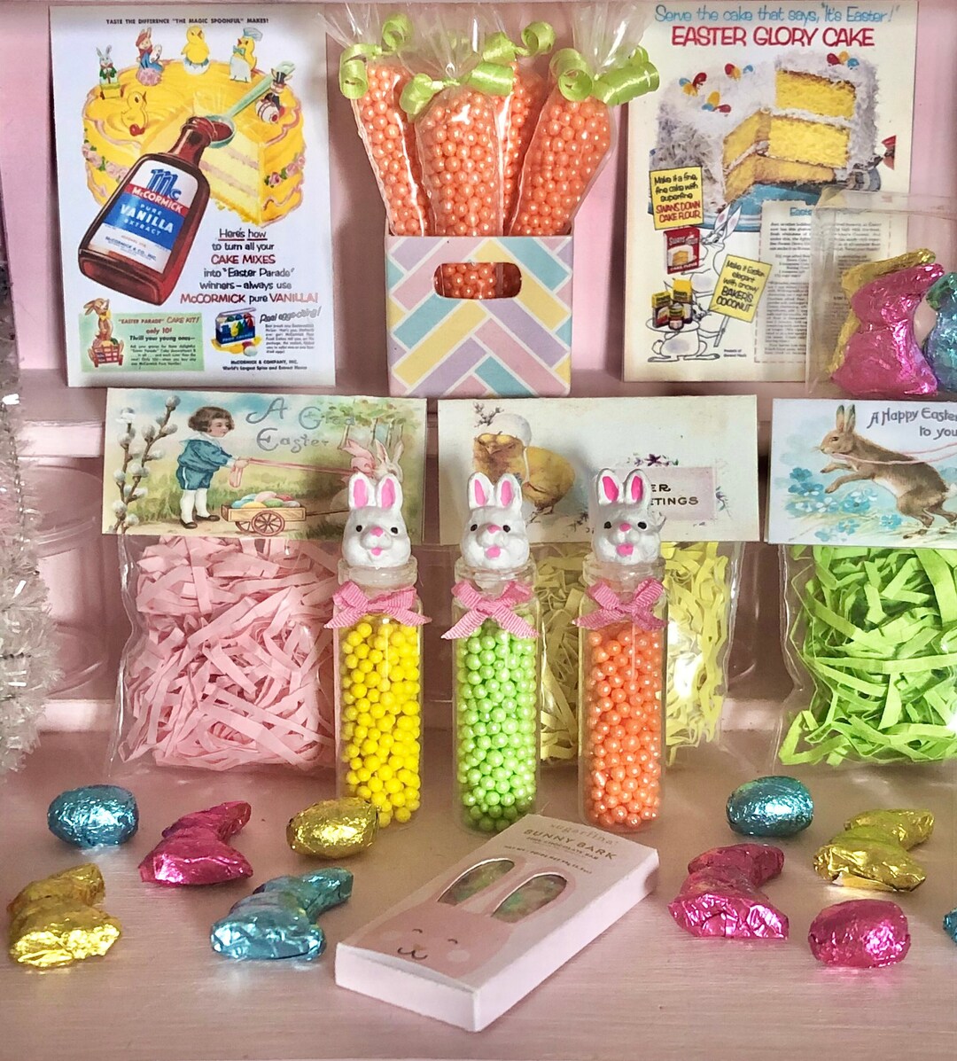 BUNNY HEAD EASTER Candy Tube 1:6 Scale Miniature Blythe Licca Momoko ...