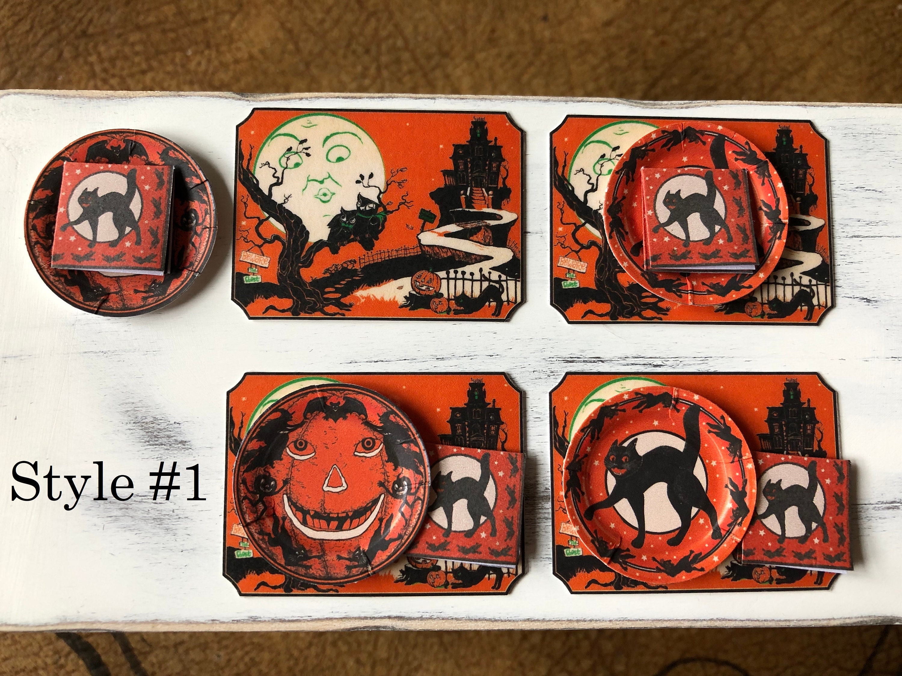 Miniature VINTAGE HALLOWEEN Paper Plates Napkins Placemats | Etsy