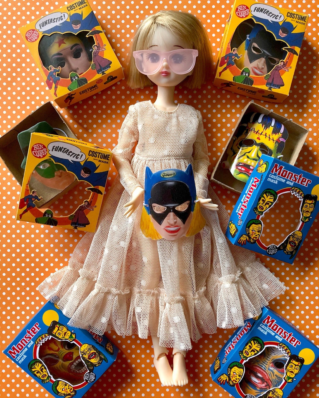 Miniature Vintage Halloween Costume Box With Mask Inside - Handmade ...