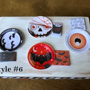 Miniature VINTAGE HALLOWEEN Paper Plates Napkins Placemats Choose 1/12 ...