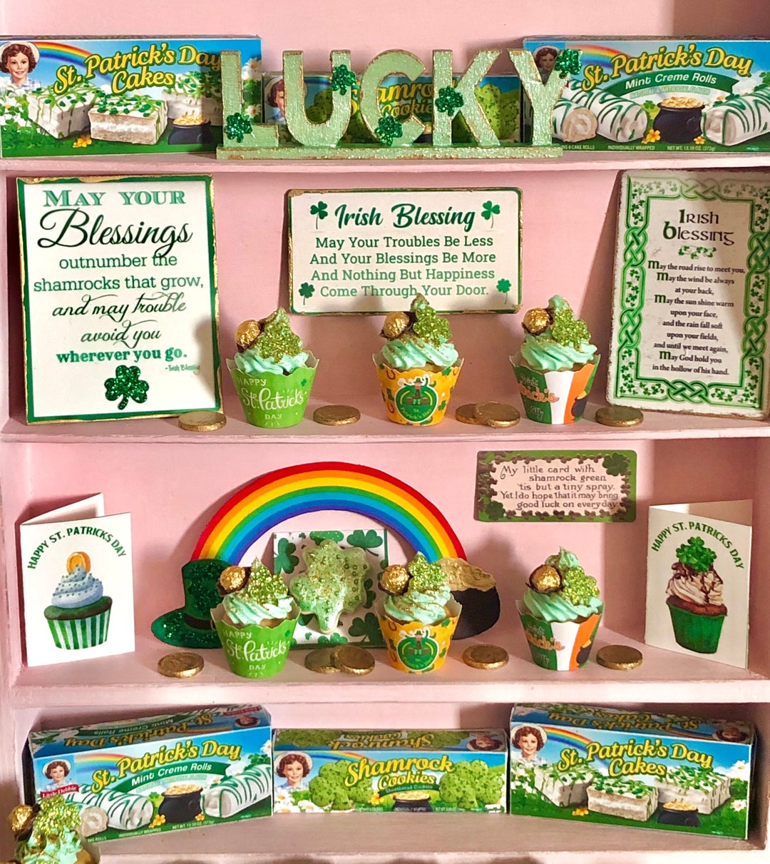 1:6 Scale Miniature - St. PATRICK'S Day - Cupcakes - Shamrock Cookies ...