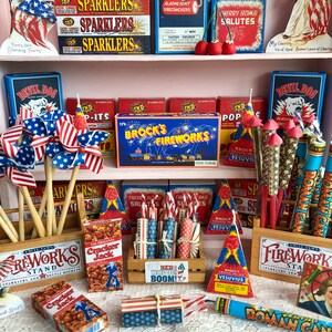 MINIATURE- Patriotic July 4th Fireworks - Sparklers Box Pop-its Rockets ...