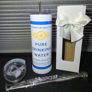 Fallout Vault-tec Pure Drinking Water - 20 Oz. Tumbler W/metal Straw ...