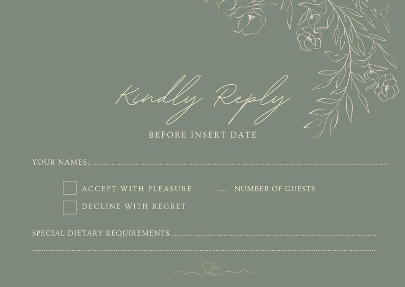 Editable Wedding RSVP Template | Instant Download | Printable RSVP Card ...