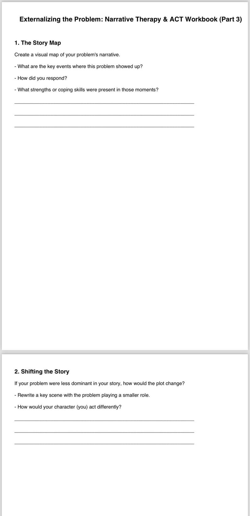 Narrative Therapy and ACT Workbook : Externalizing the Problem and ...