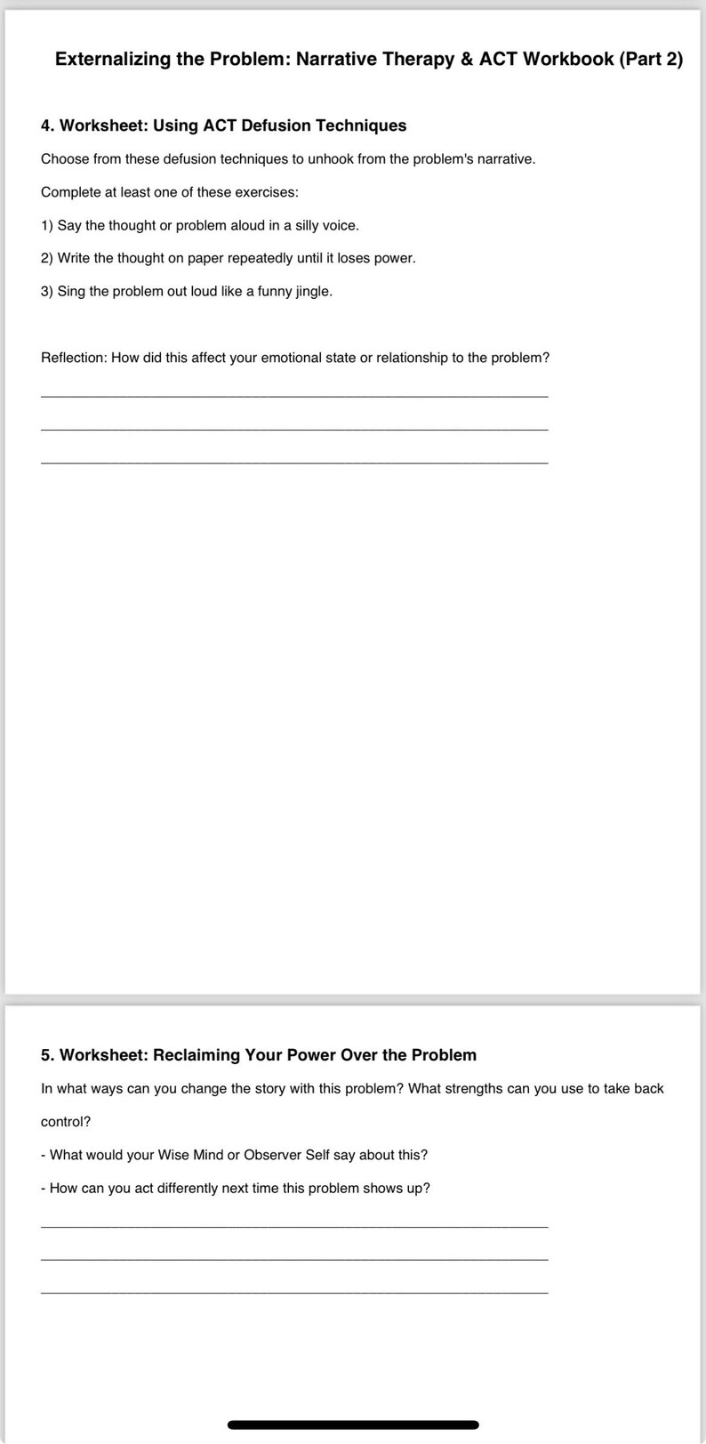 Narrative Therapy and ACT Workbook : Externalizing the Problem and ...