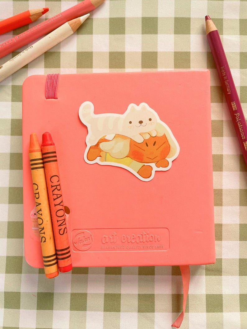 Vinyl Stickers of a Cat & Girl - Illustrated by Kaki House - Etsy
