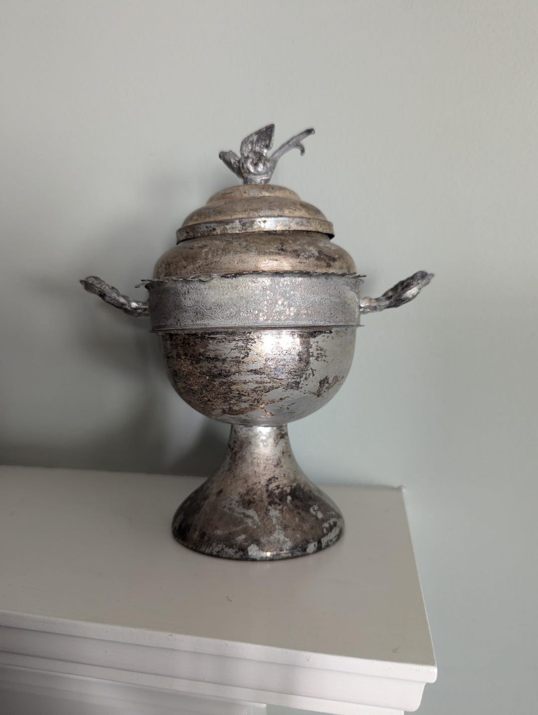 Vintage Victorian Compote Trophy Cup Urn With Figural Bird Finial ...