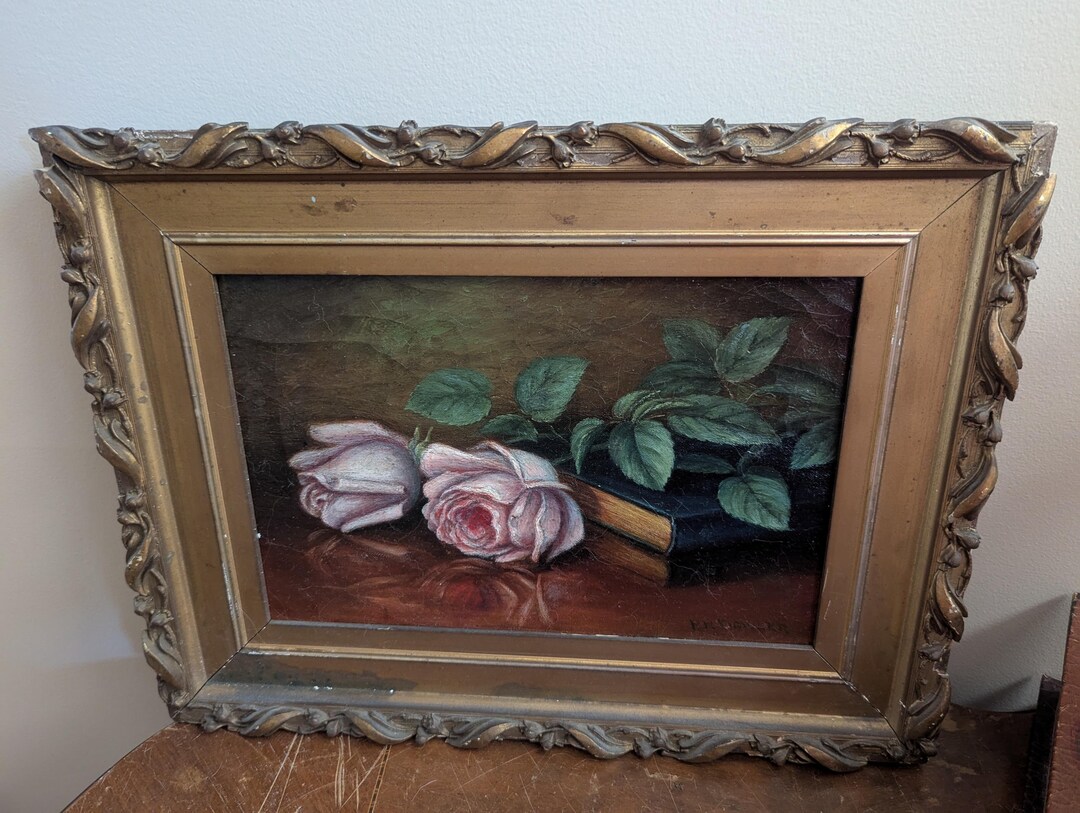 Vintage Original Still Life Roses Painting Vintage Rose Painting ...