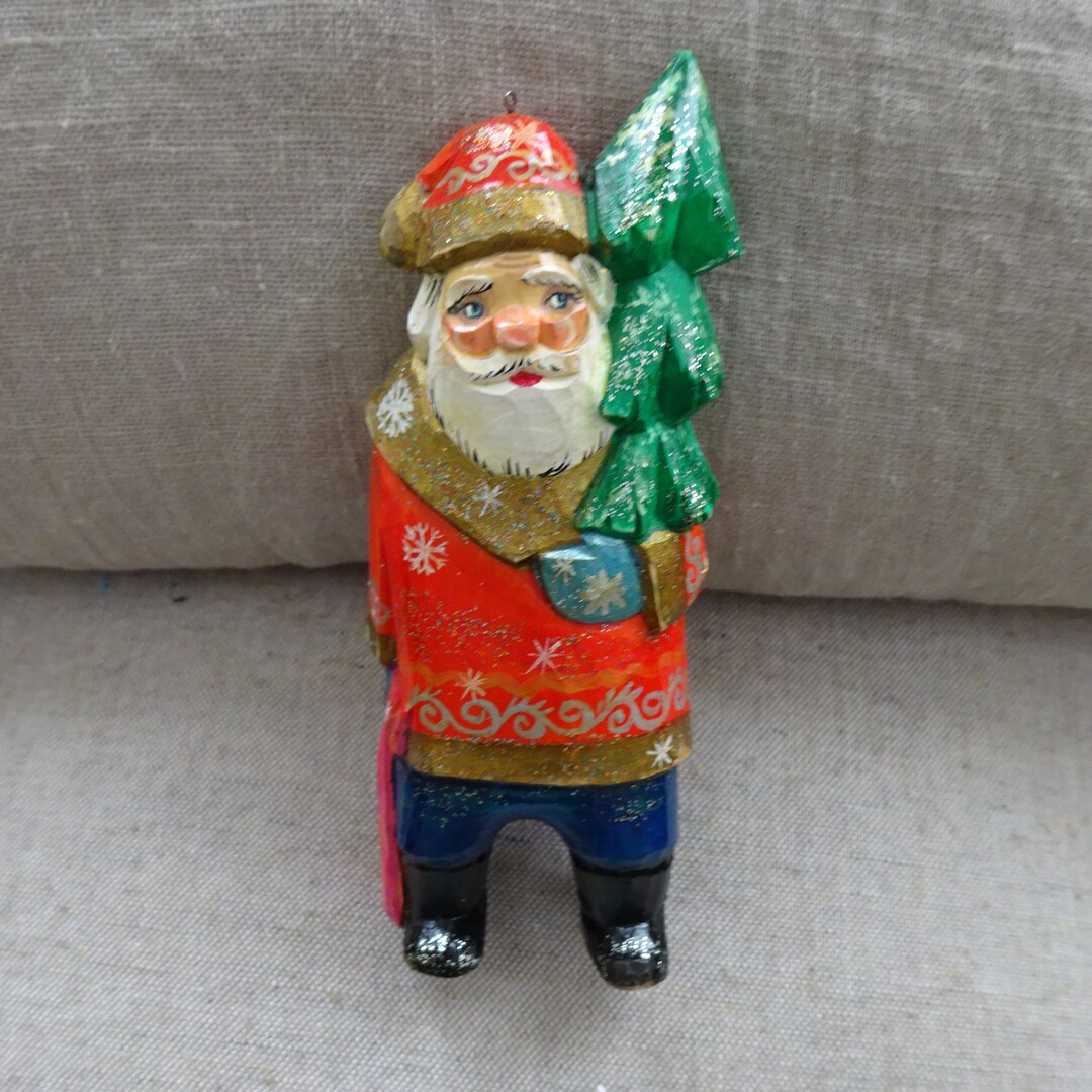 FAB Vintage Carved Wooden Russian Father Frost Ornament Gnome Ornament ...
