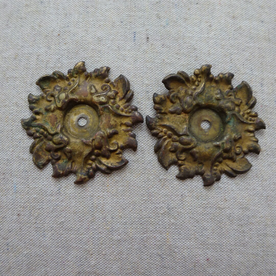 Pair of Pressed Metal Antique Drawer Plates Amazing Patina - Etsy