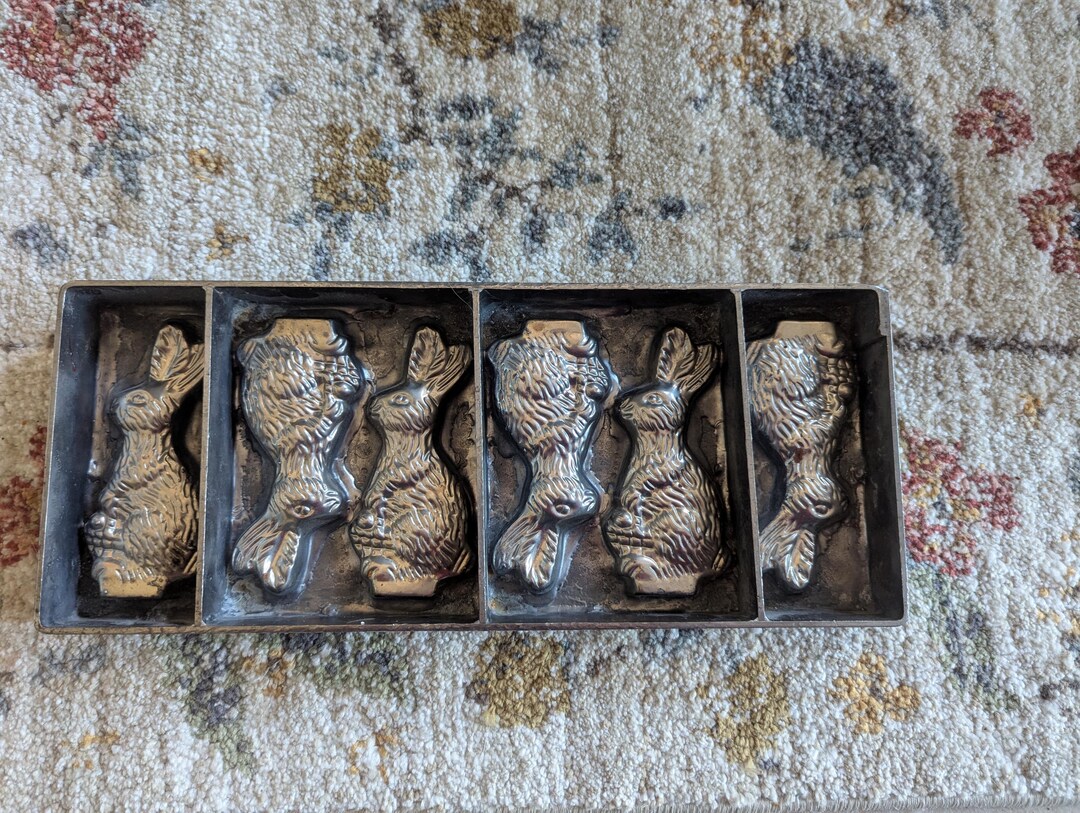 Vintage Metal Rabbit Chocolate Mold - Vintage Multiple Bunny Rabbit ...