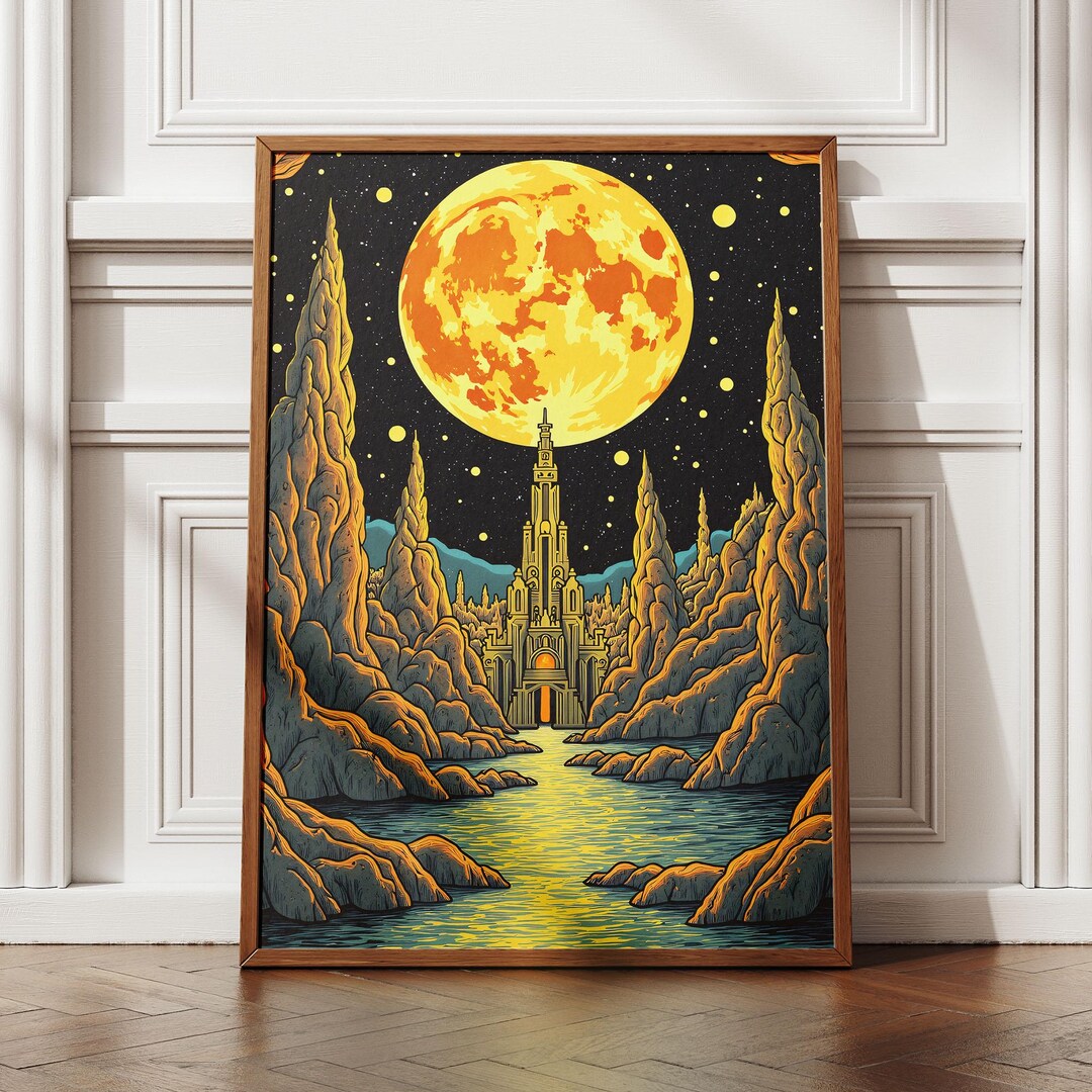 Ethereal Planet & Moon Printable Wall Art | Dreamy Cosmic Fantasy ...