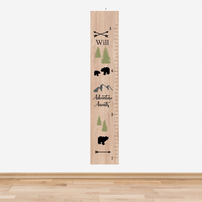Personalized Mountains Growth Chart: Woodland Nursery Canvas Art - Etsy