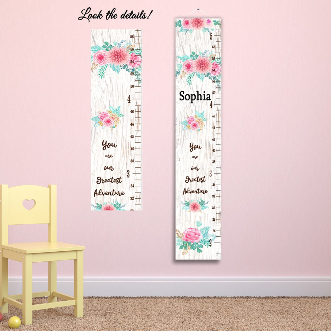 Flowers Growth Chart With Name Height Growing Chart - Nursery Baby - Etsy