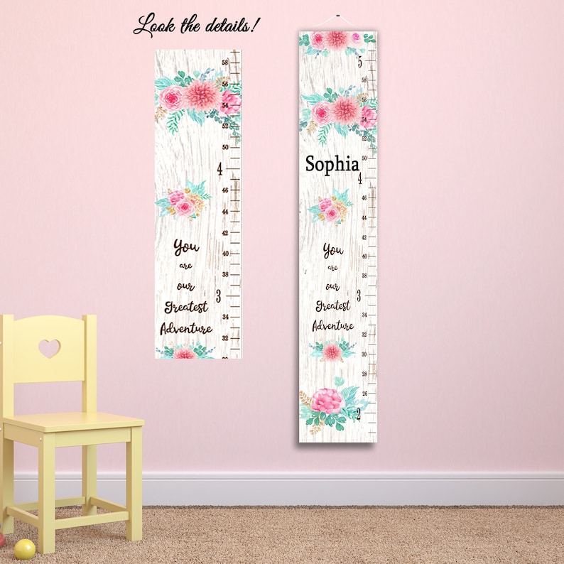 Flowers Growth Chart With Name Height Growing Chart - Nursery Baby - Etsy