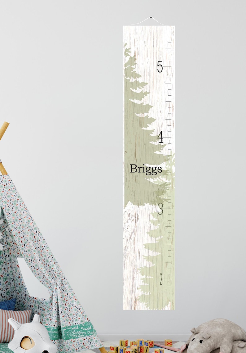 Pine Tress Mountains Growth Chart Nature Bear and Pines - Etsy