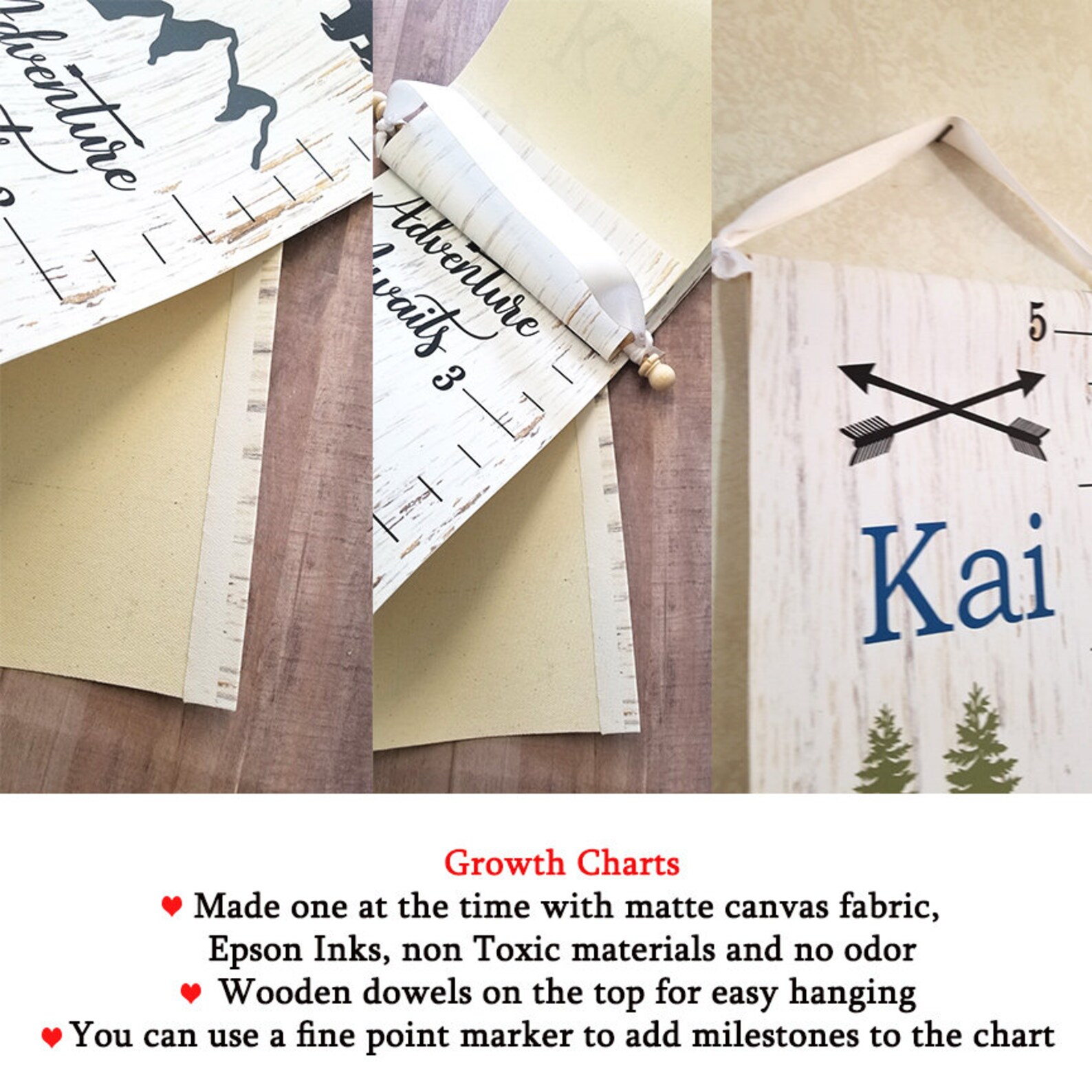 Personalised Canvas Growth Chart Girls Cherry Blossom Growth - Etsy