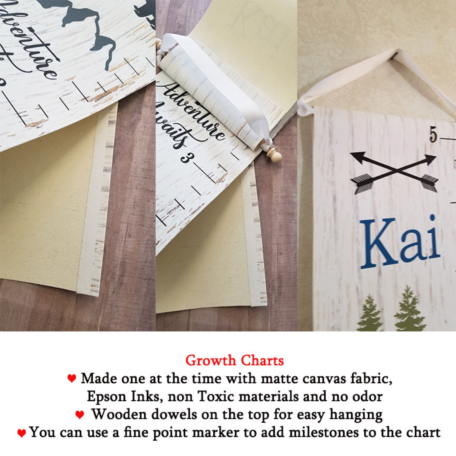 Personalized Mountains Growth Chart: Woodland Nursery Canvas Art - Etsy