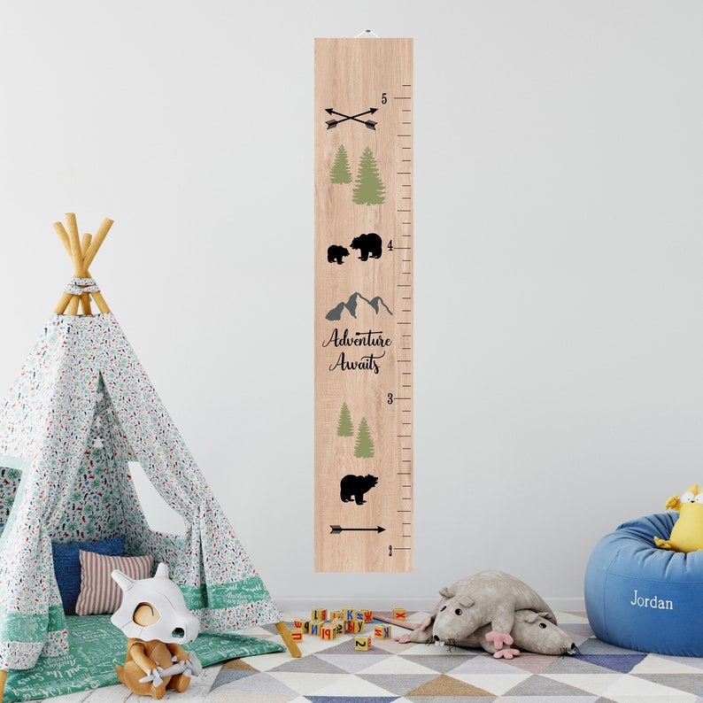 Personalized Mountains Growth Chart: Woodland Nursery Canvas Art - Etsy