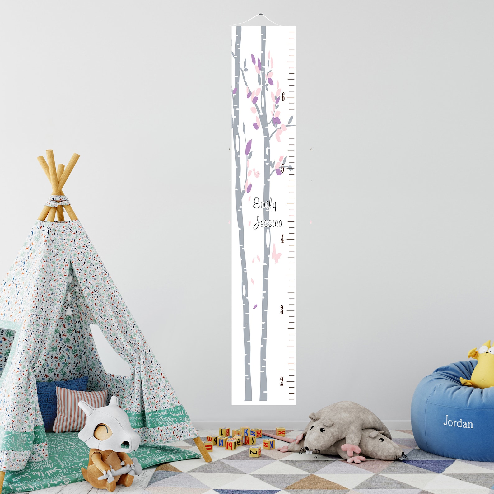 Personalised Canvas Growth Chart Girls Cherry Blossom Growth - Etsy