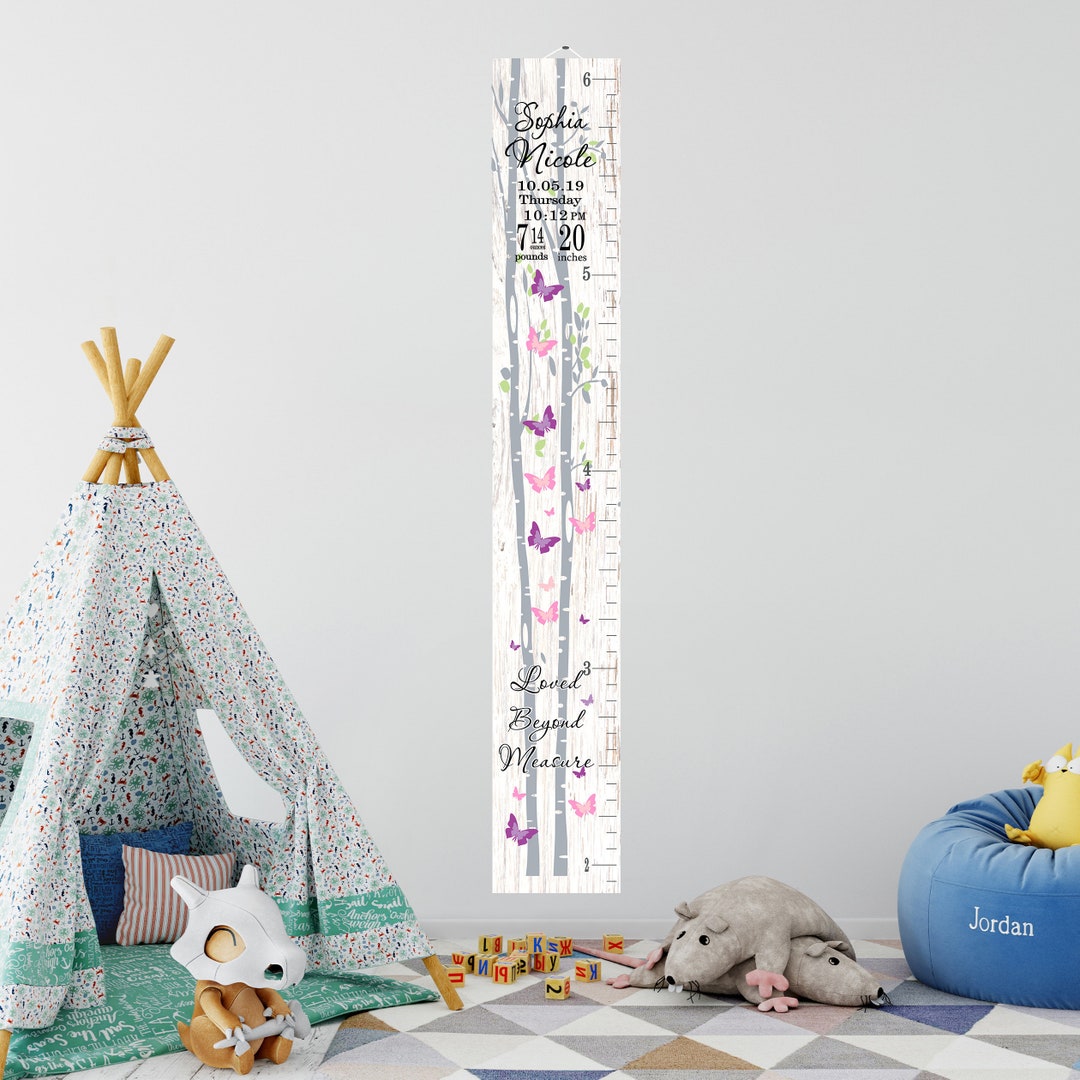 Personalized Butterfly Growth Chart Pink Canvas Growth Chart, Growth ...