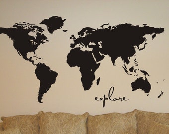 Extra Large World Map Decal - Etsy