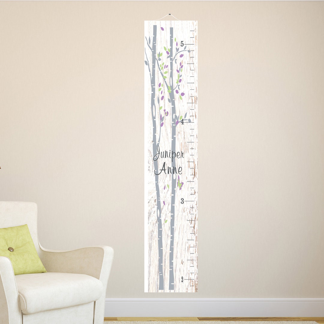 Personalised Canvas Growth Chart Girls Cherry Blossom Growth Chart ...
