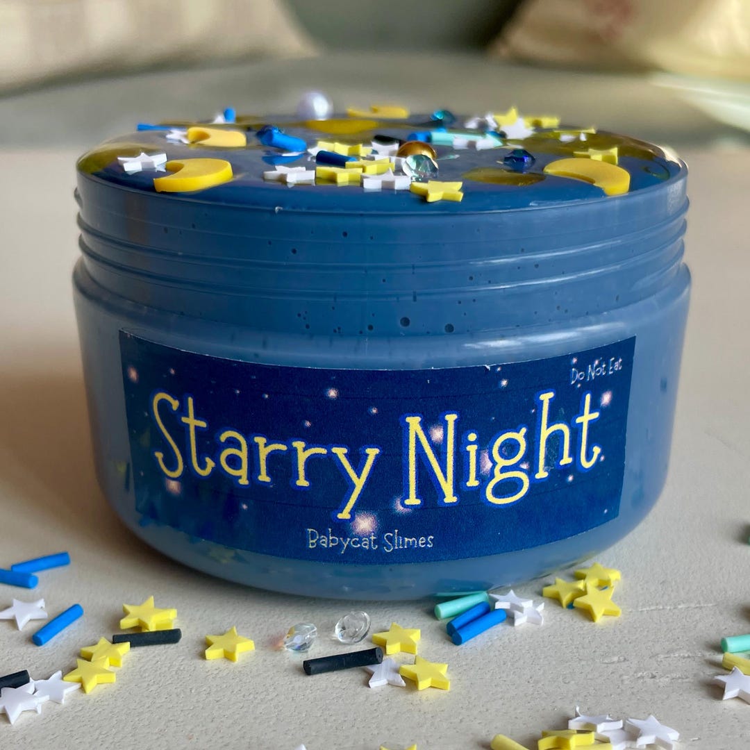 Glossy DIY Slime "starry Night", Blue With Glitter Yellow Gold Clear ...