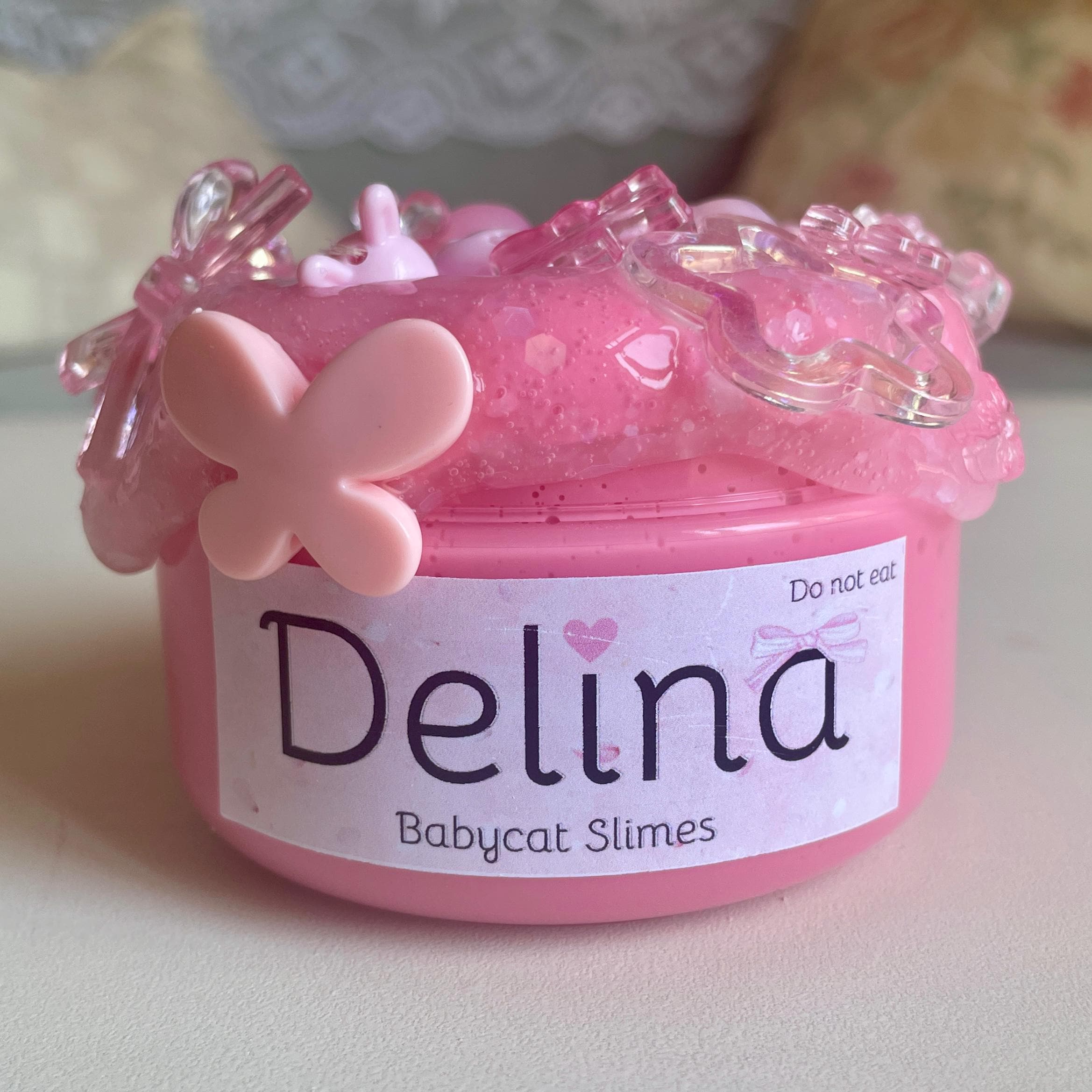 Pink Coquette Slay Slime "delina", DIY Slime Kit Glitter Clear Slime ...