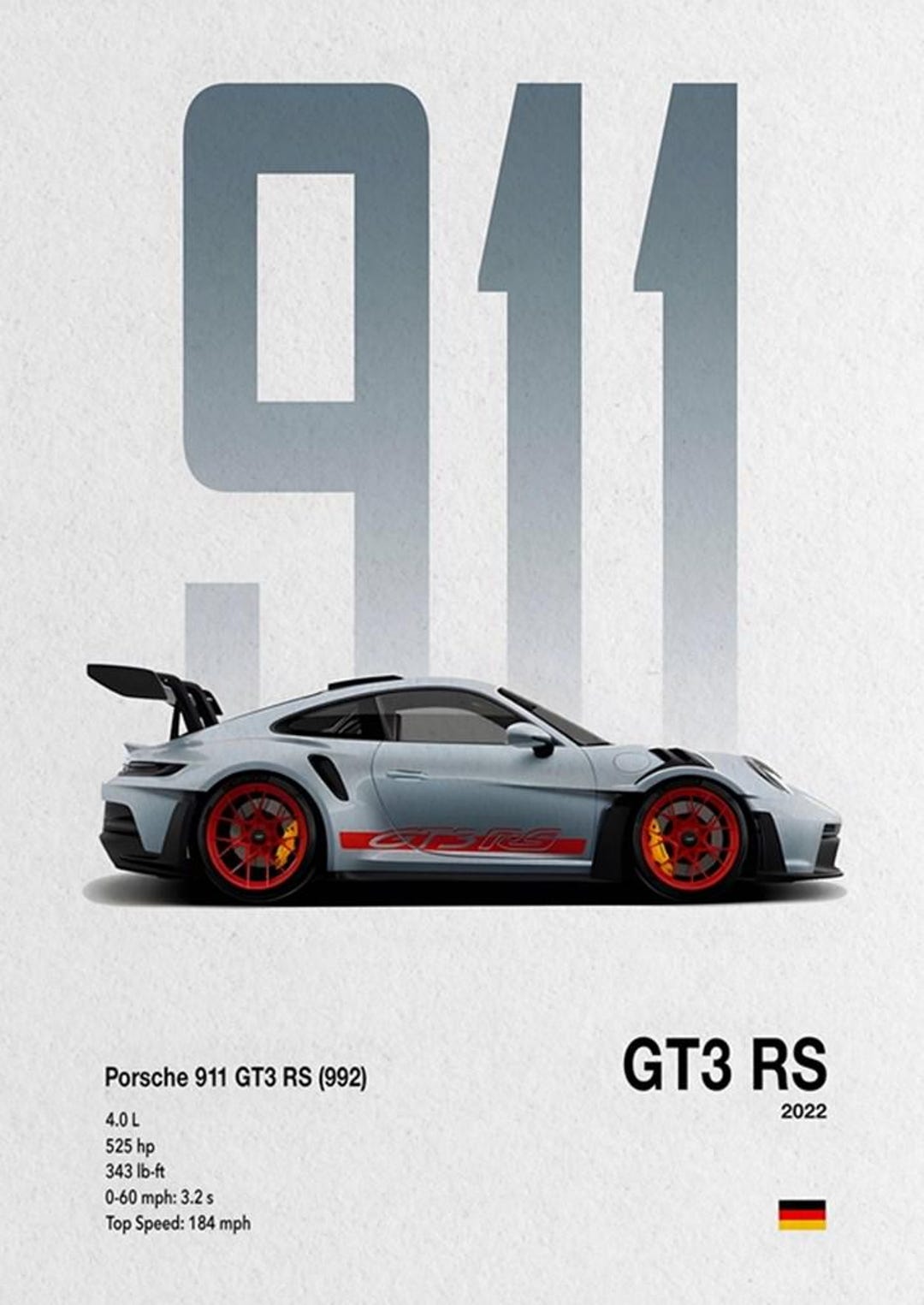 Poster: Porsche 911 GT3 RS - Etsy