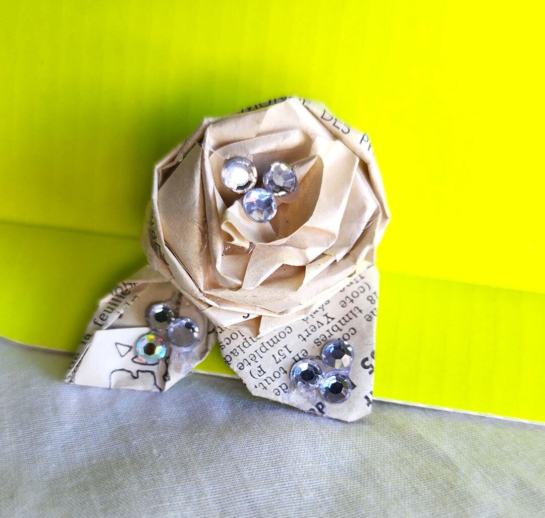 Vintage Paper Rose-french Newspaper Small Flower-ephemera Crafting ...