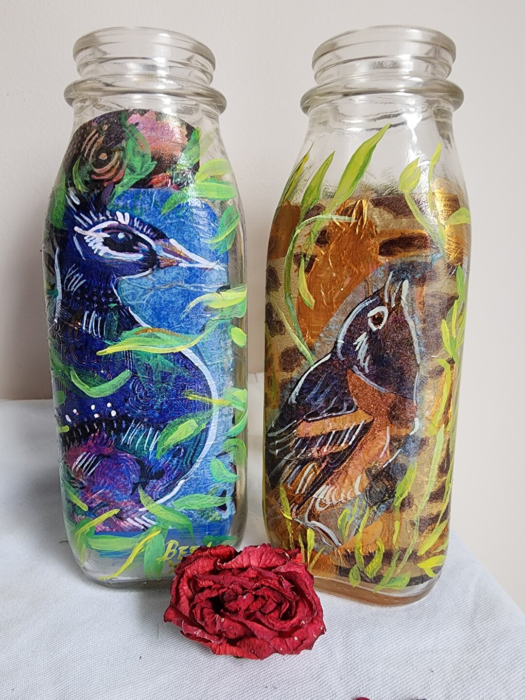 Glass Milk Bottles-wine, Iced Tea Servers-upcycled Beverage Storage ...