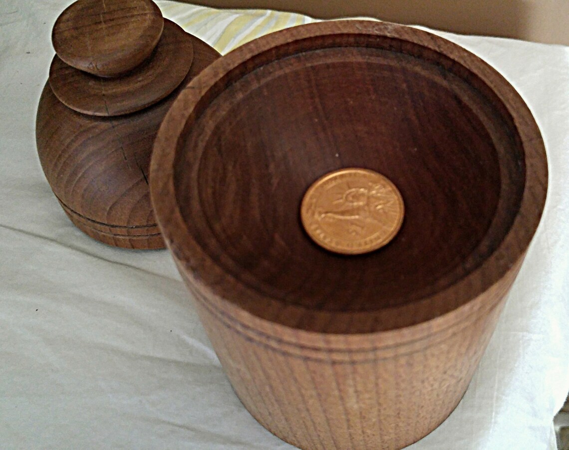 Hand Turned Walnut Wood Container – Small Trinket Stash Box - Etsy