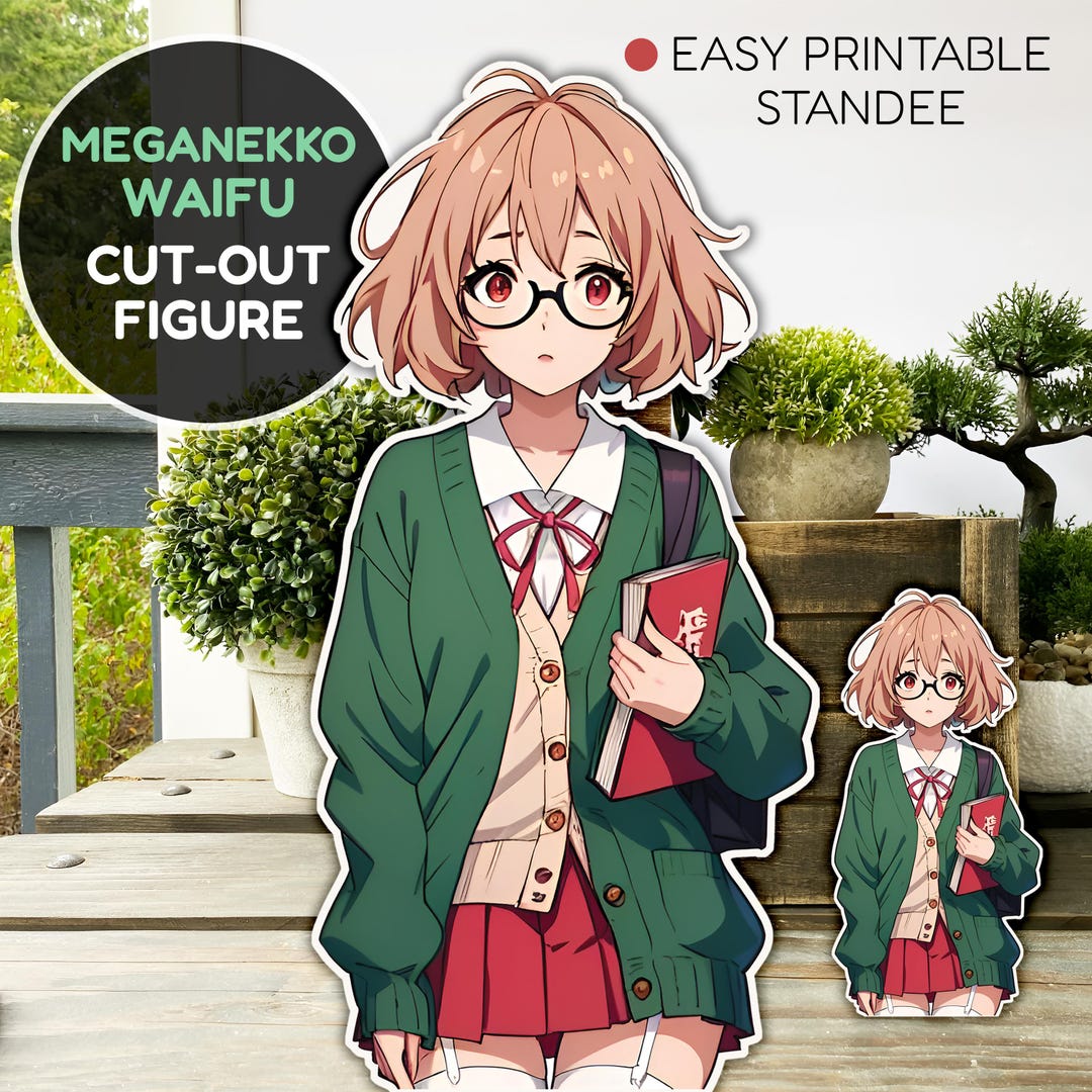 Anime Waifu Standee Printable, Bookish Librarian Waifu Decor, Kawaii ...
