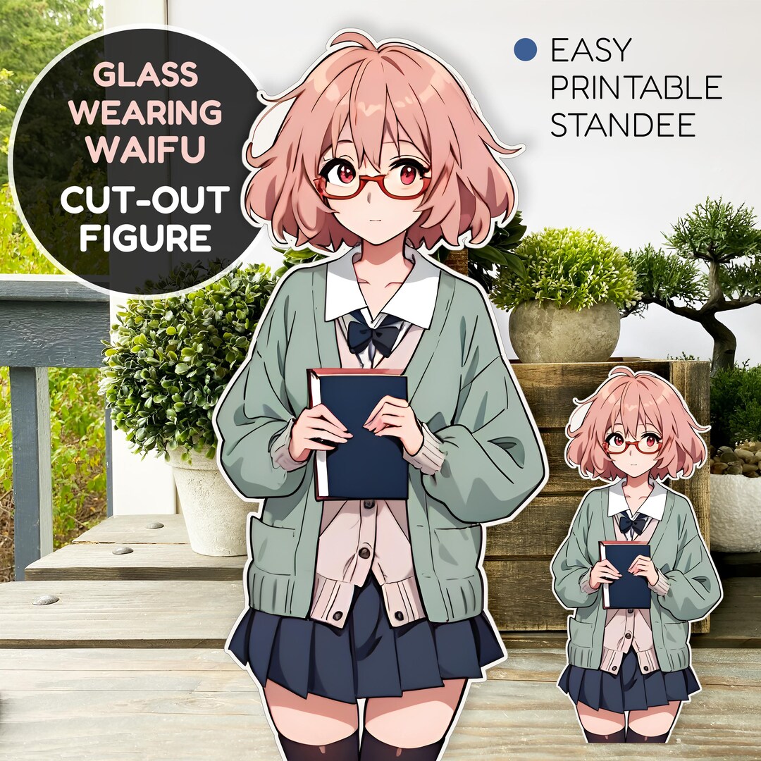 Printable Anime Waifu Standee, Mirai Meganekko Glasses Girl, Otaku Room ...