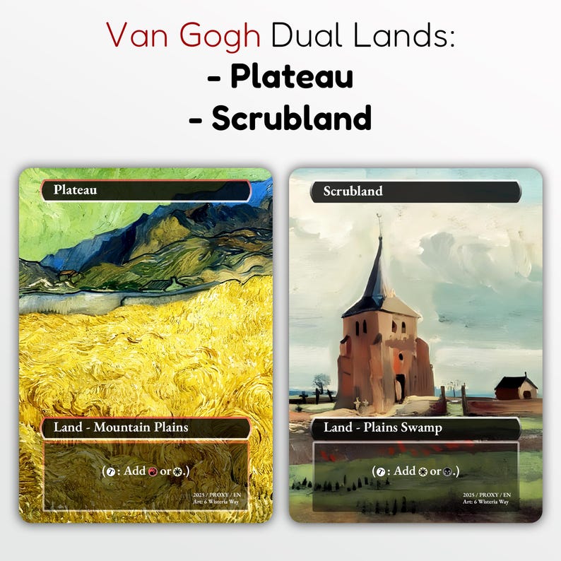 Dual Lands Cards, Printable MTG Proxy Dual Lands, MTG Van Gogh Art ...