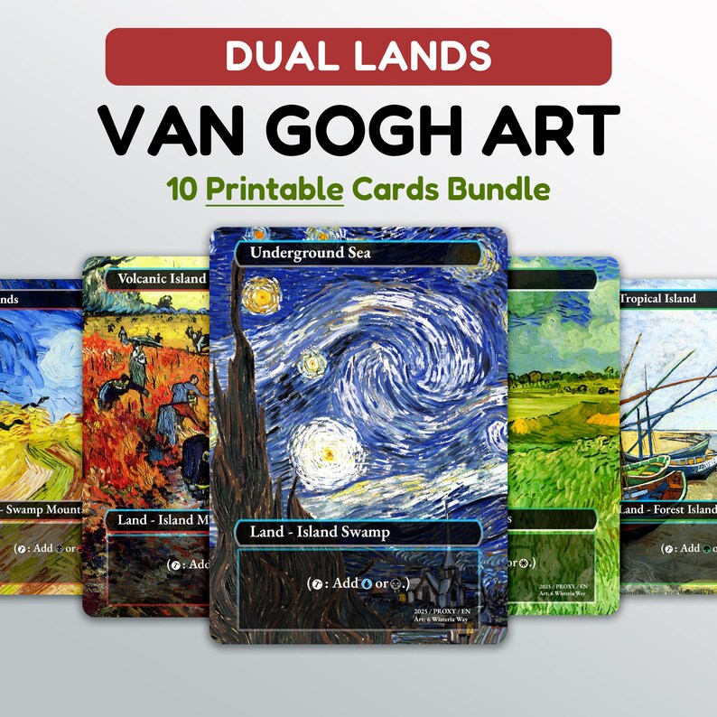 Dual Lands Cards, Printable MTG Proxy Dual Lands, MTG Van Gogh Art ...