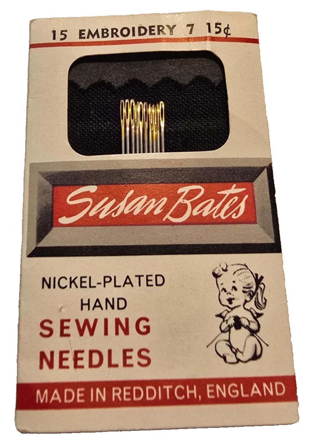 Vintage Susan Bates Embroidery Hand Sewing Needles Card Nickel Plated ...