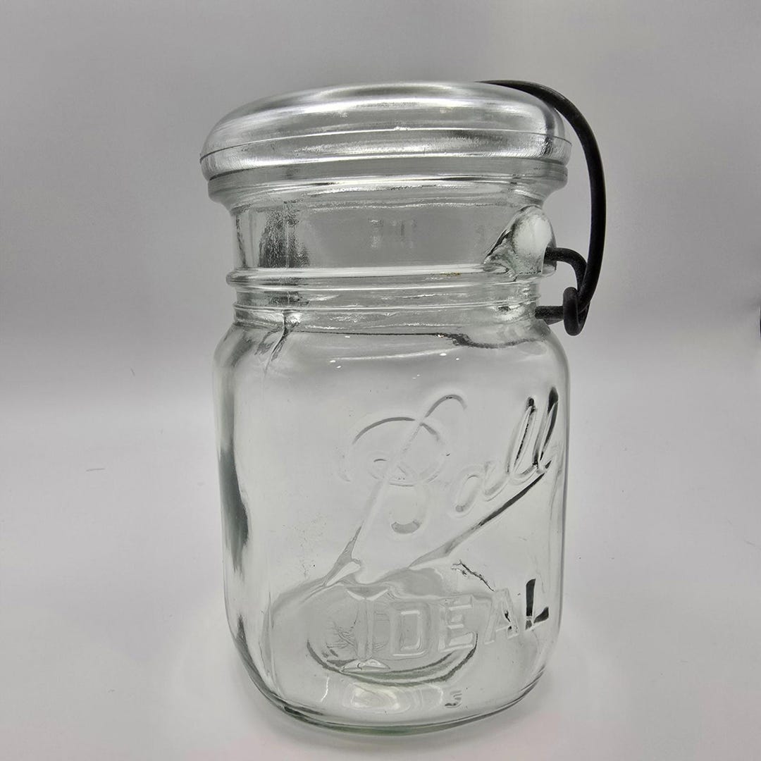 Vintage Ball Ideal Glass Pint & Lightning Lid - Etsy
