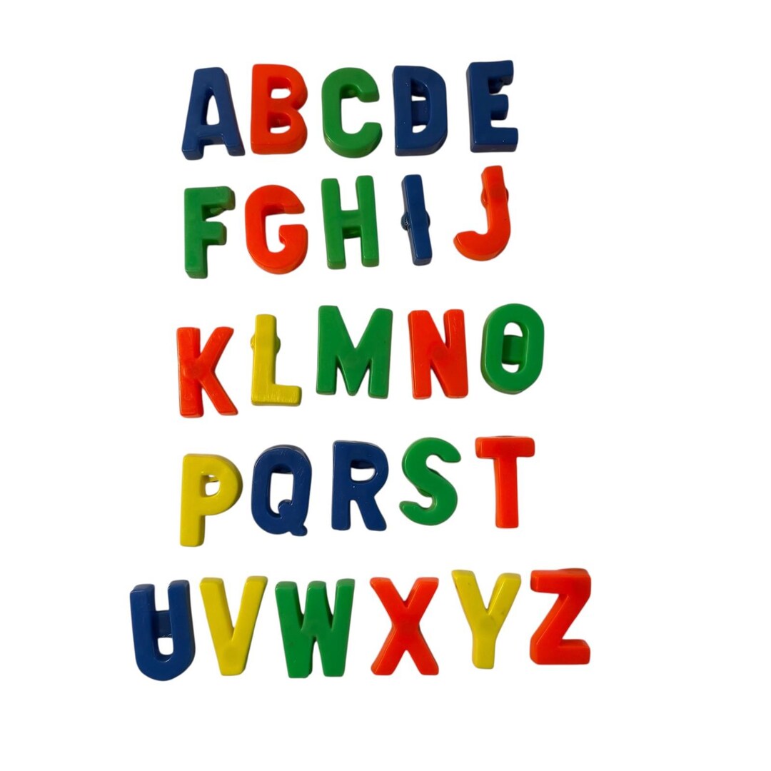 Vintage Magnetic Plastic Alphabet Letters A–Z – Primary Colors – Circle ...