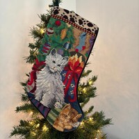 Christmas Cats Stocking Finished Personalized Christmas Stocking With ...