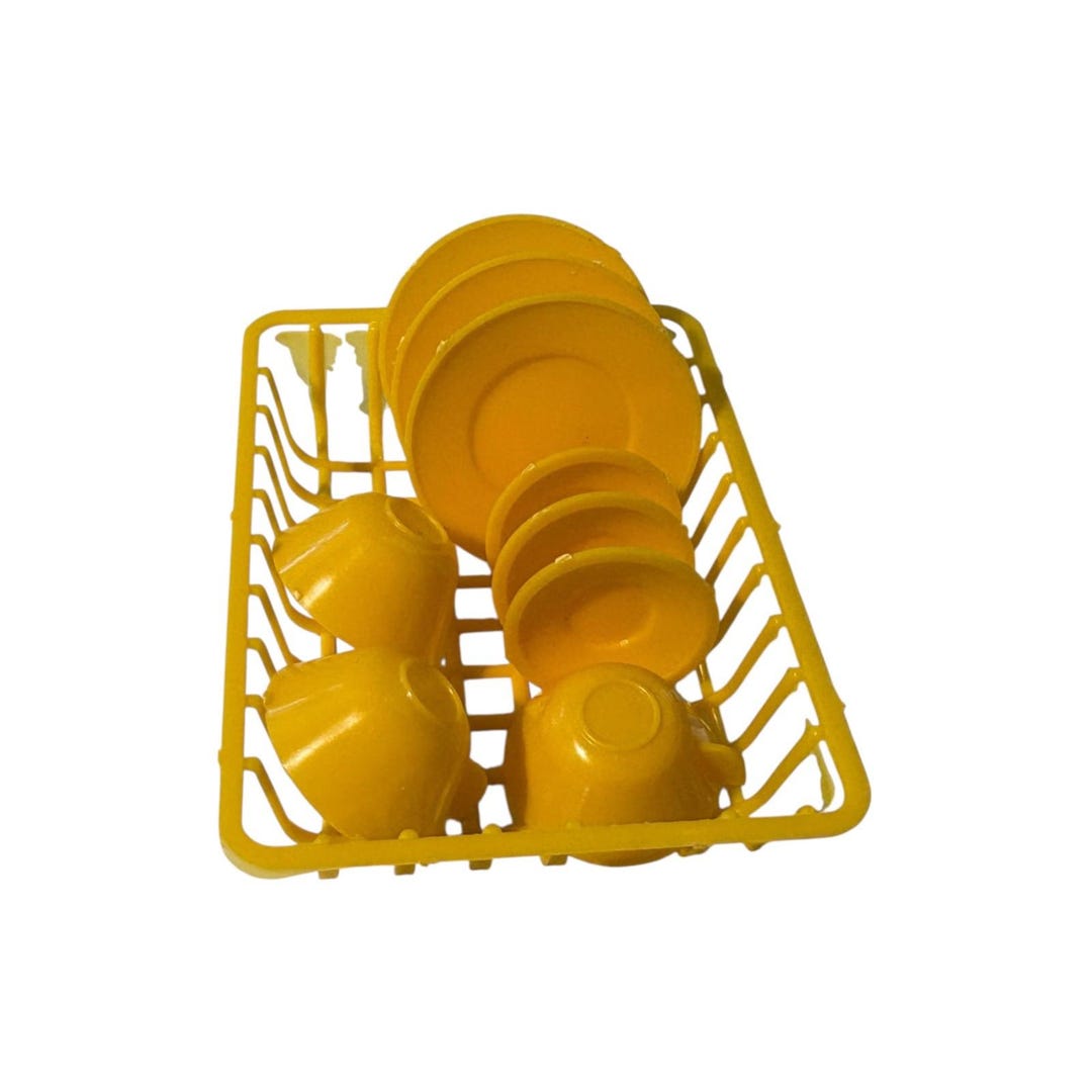 Vintage 1970s Wolverine Barbie Dollhouse Yellow Dish Set With Drying ...