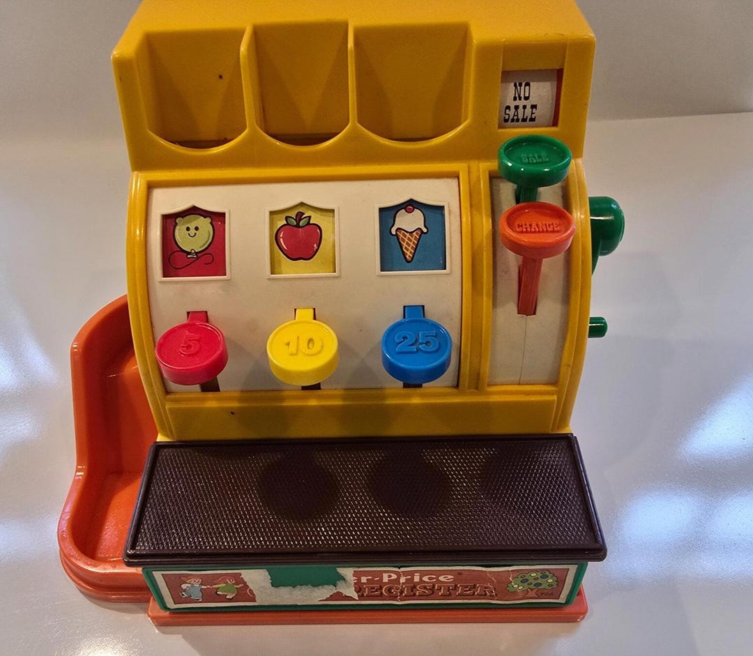 Vintage 1974 Fisher Price Cash Register 926 With 5 Coins and Bell WORKS ...