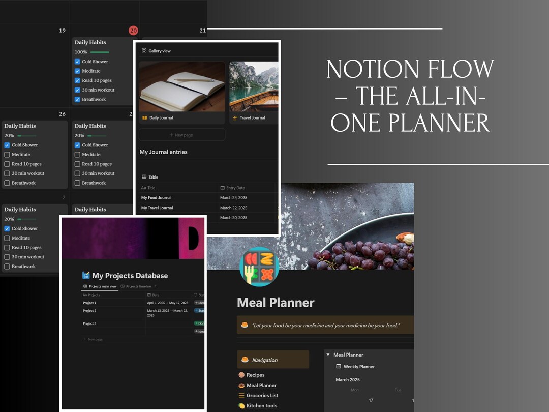 Notion Flow – Ultimate Life Planner | Task & Project Manager, Habit Tracker, Meal Planner and ...