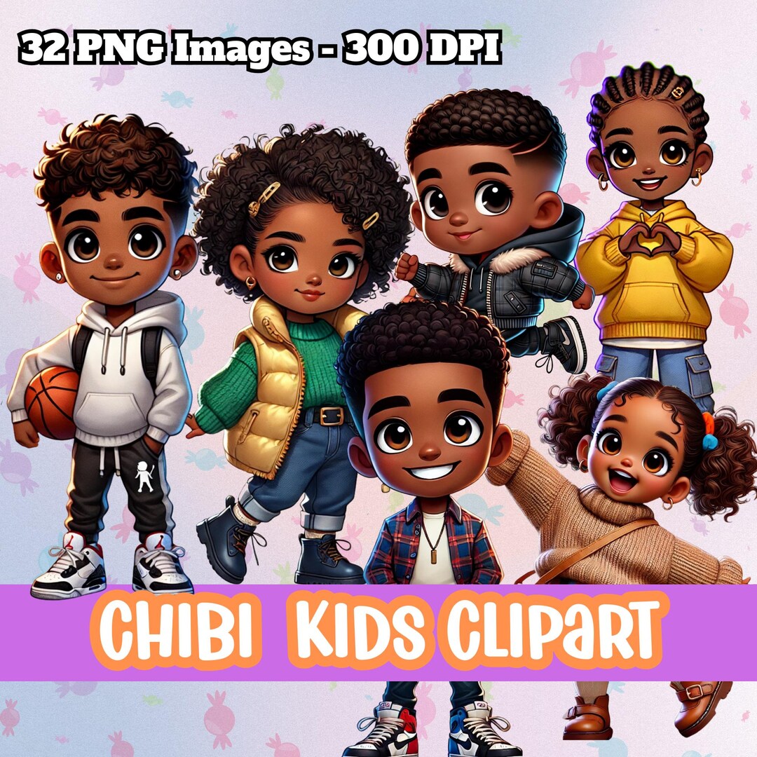 Chibi Kids Clip Art Bundle - Etsy